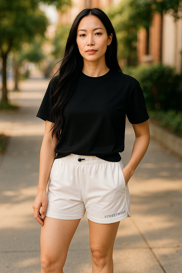 FlexEase White Terry Shorts – Stylish Everyday Sporty Comfort – VONYQ